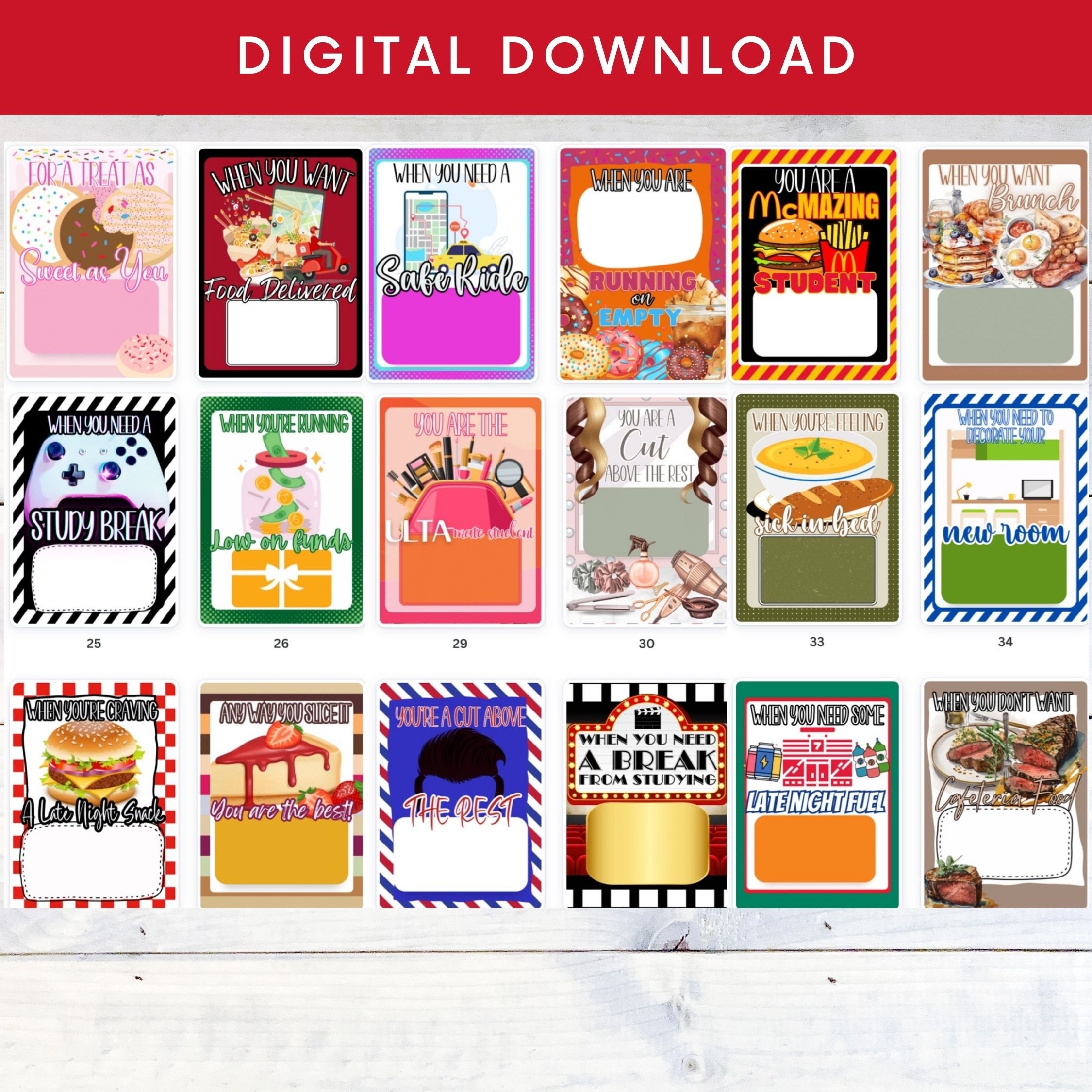 Printable College Gift Card Book, College Care Package, College Gift ...