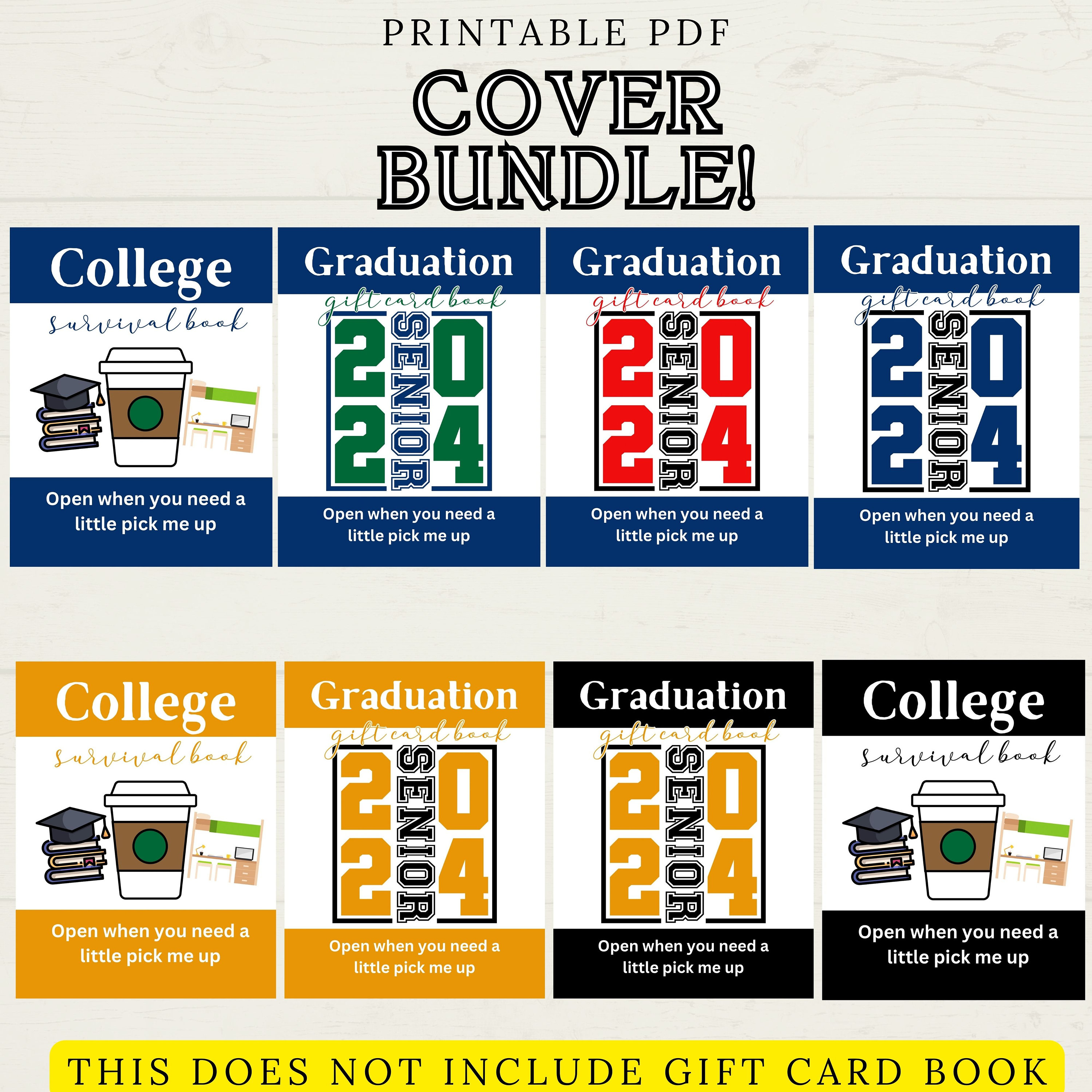 Printable College Gift Card Cover Bundle,, College Care Package Covers ...