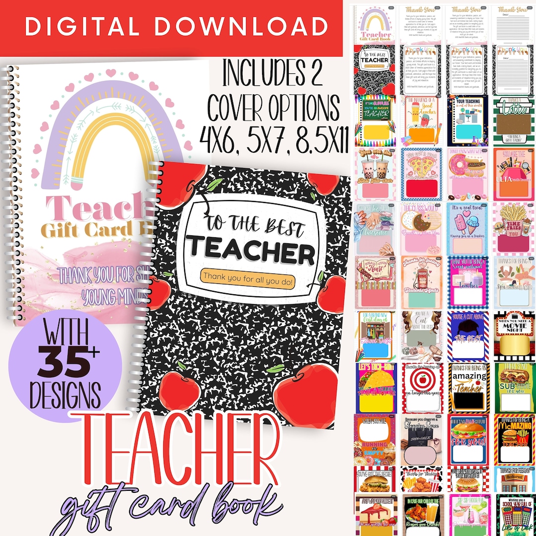 Printable Teacher Gift Card Holders, Teacher Appreciation Tags, End of ...