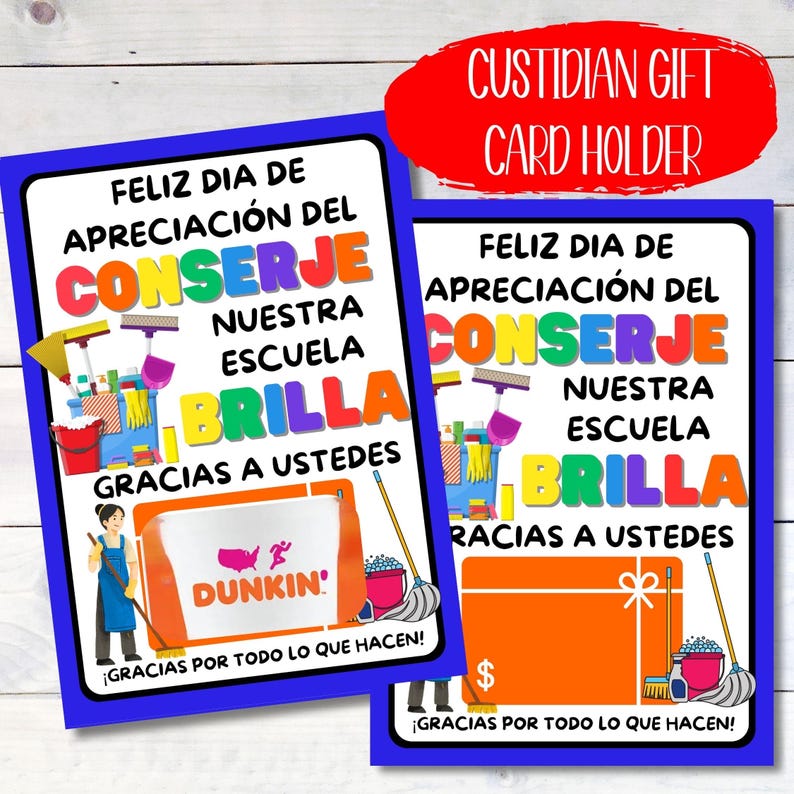 Spanish Custodian Appreciation Day Gift Card Holder, World's Best ...