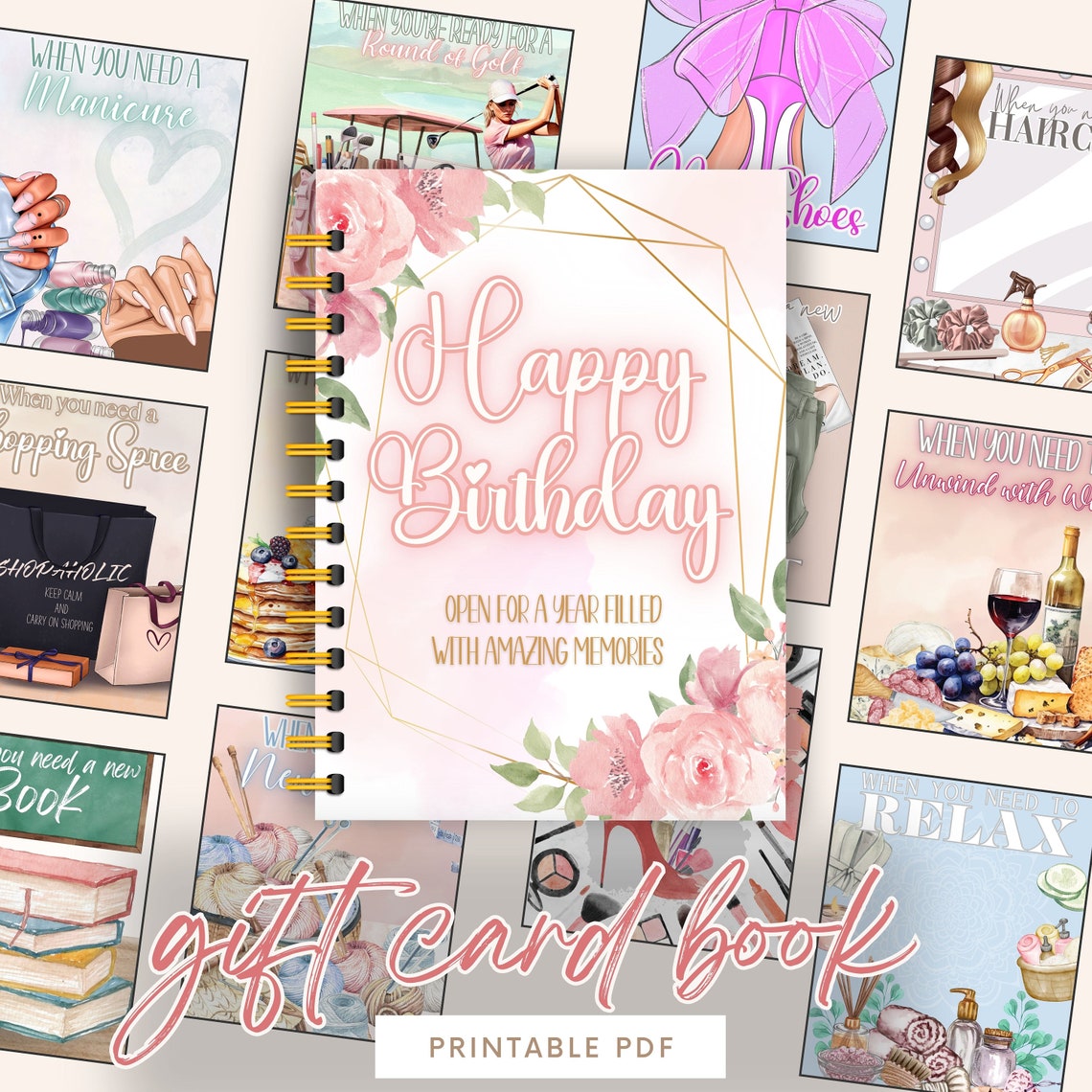 Printable Birthday Gift Card Book , Birthday Care Package, Birthday ...