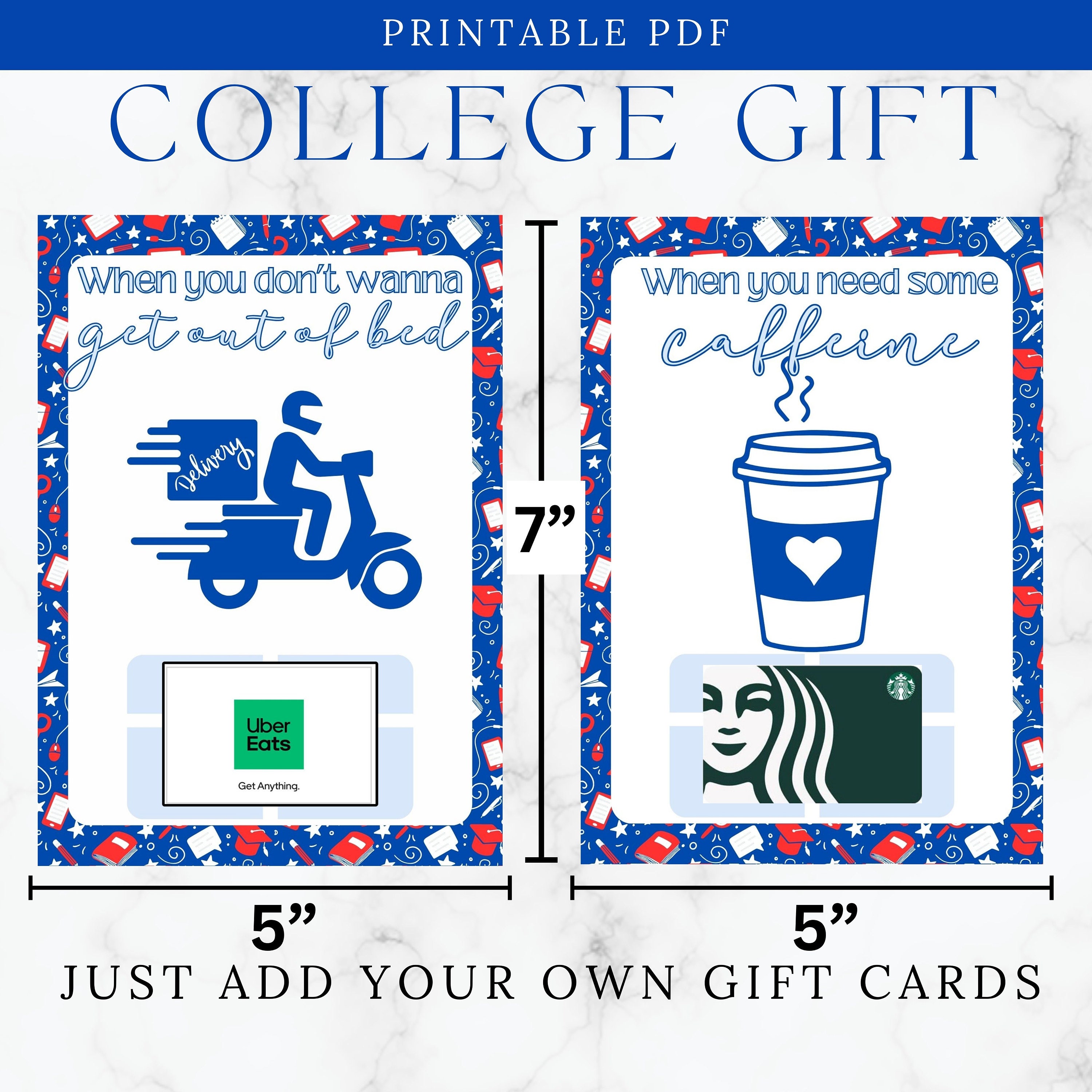 Printable College Gift Card Book, College Care Package, College Gift ...