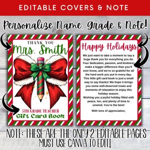 Christmas Teacher Gift Card Holders, Personalized Teacher Christmas ...
