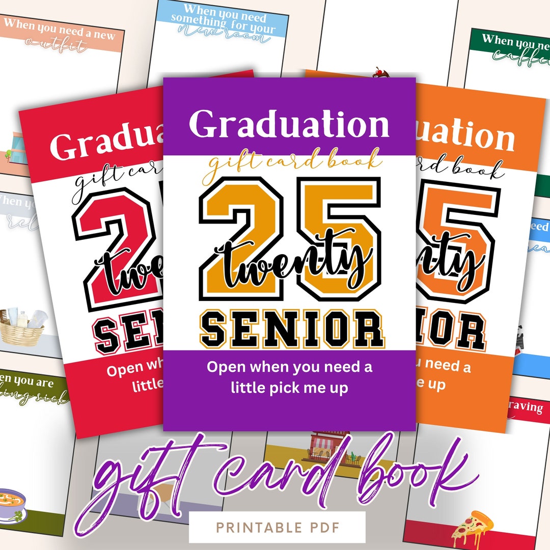 Printable College Gift Card Book, College Care Package, 2025 Graduation ...