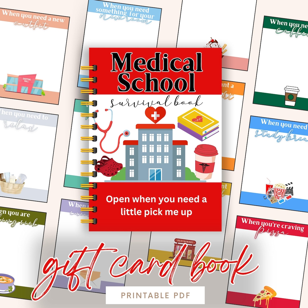 Medical School Gift Card Book, Printable Medical School Survival Gift ...