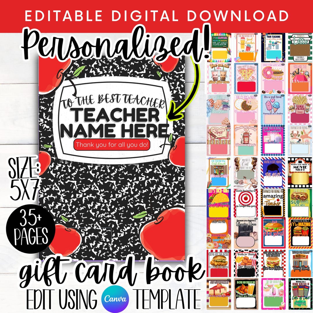 Editable Teacher Gift Card Holders, Printable First Day Teacher ...