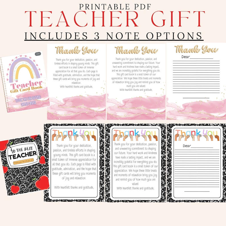 Printable Teacher Gift Card Holders, Teacher Appreciation Gift Card ...
