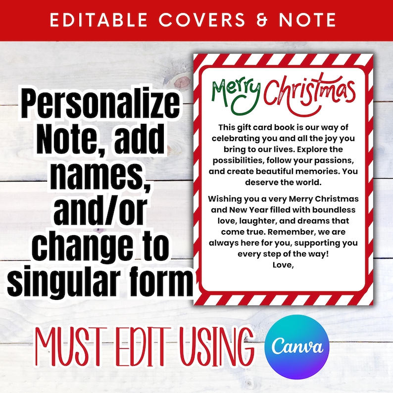 Christmas Gift Card Book, Printable Christmas Gift for Son ...