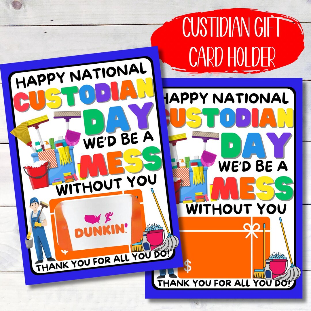 Custodian Appreciation Day Gift Card Holder, World's Best School Custodian Gift Tag Janitor ...