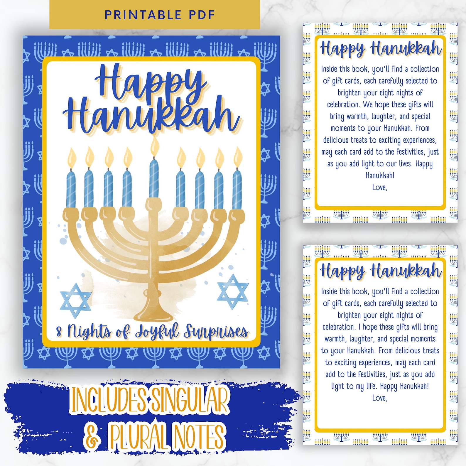 Hanukkah Gift Card Book, Printable Hanukkah Gift for Kids, Hanukkah ...