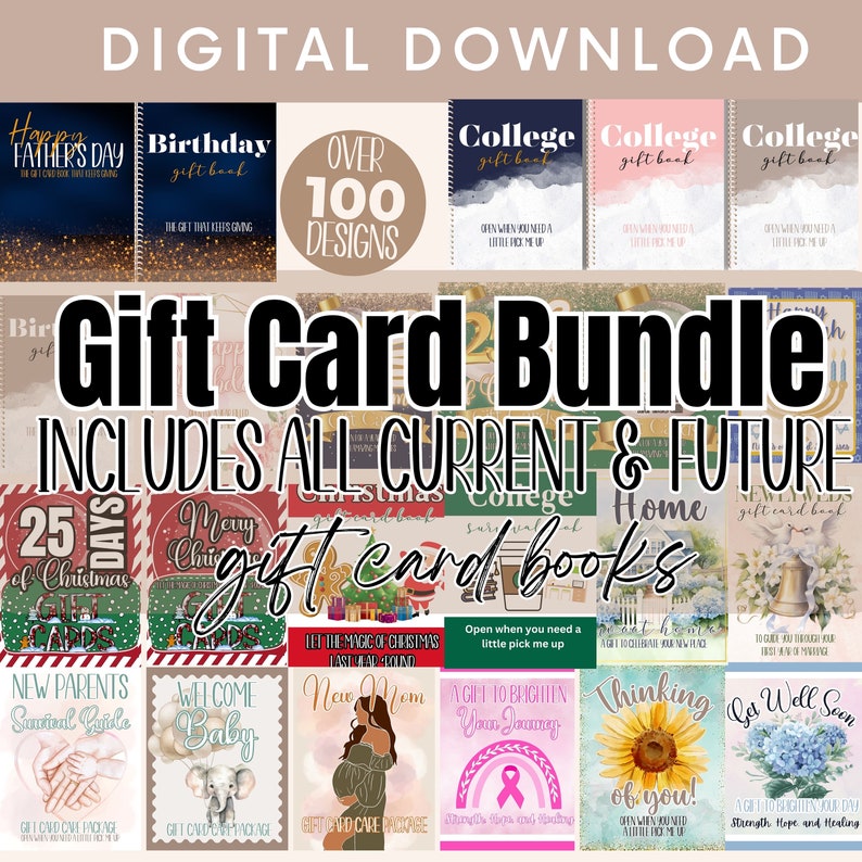 Gift Card Book Bundle, Printable Christmas Gift Card Book, College Gift ...