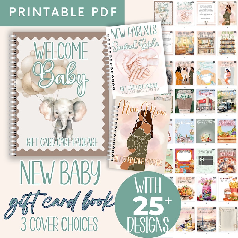 Baby Shower Gift Card Book, Postpartum Care Package for New Mom ...