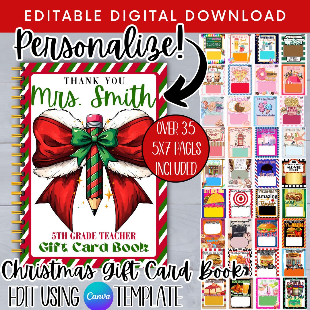 Christmas Teacher Gift Card Holders, Personalized Teacher Christmas ...