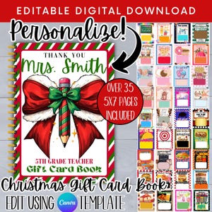 Christmas Teacher Gift Card Holders, Personalized Teacher Christmas ...