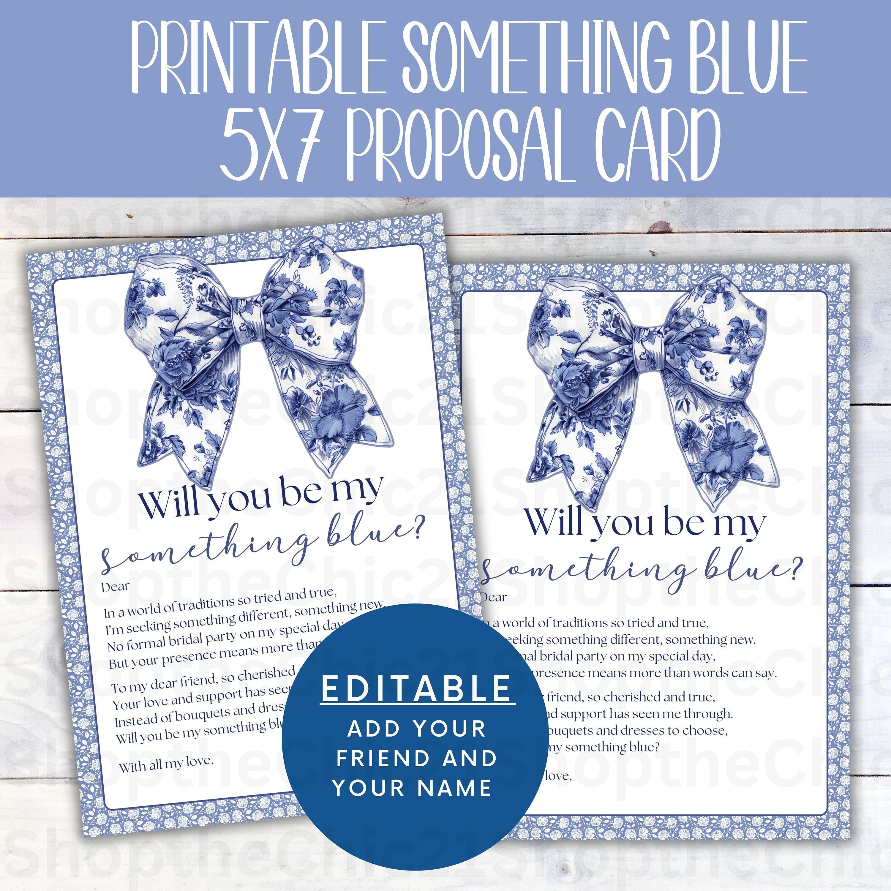 Will You Be My Something Blue Proposal, Printable Wedding Party ...