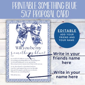 Will You Be My Something Blue Proposal, Printable Wedding Party ...