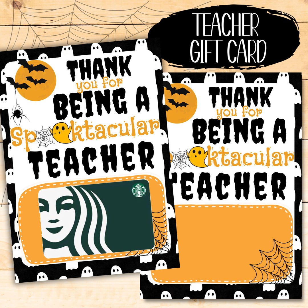 Halloween Gift Card Printable for Teacher, Halloween Gift Card Holder ...