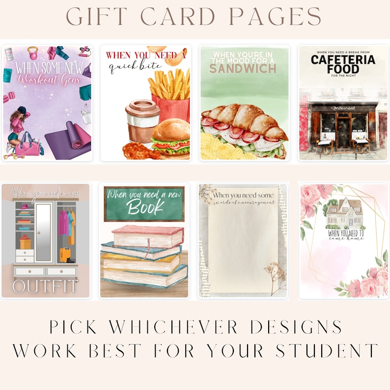 Printable College Gift Card Book , College Care Package, College Gift ...