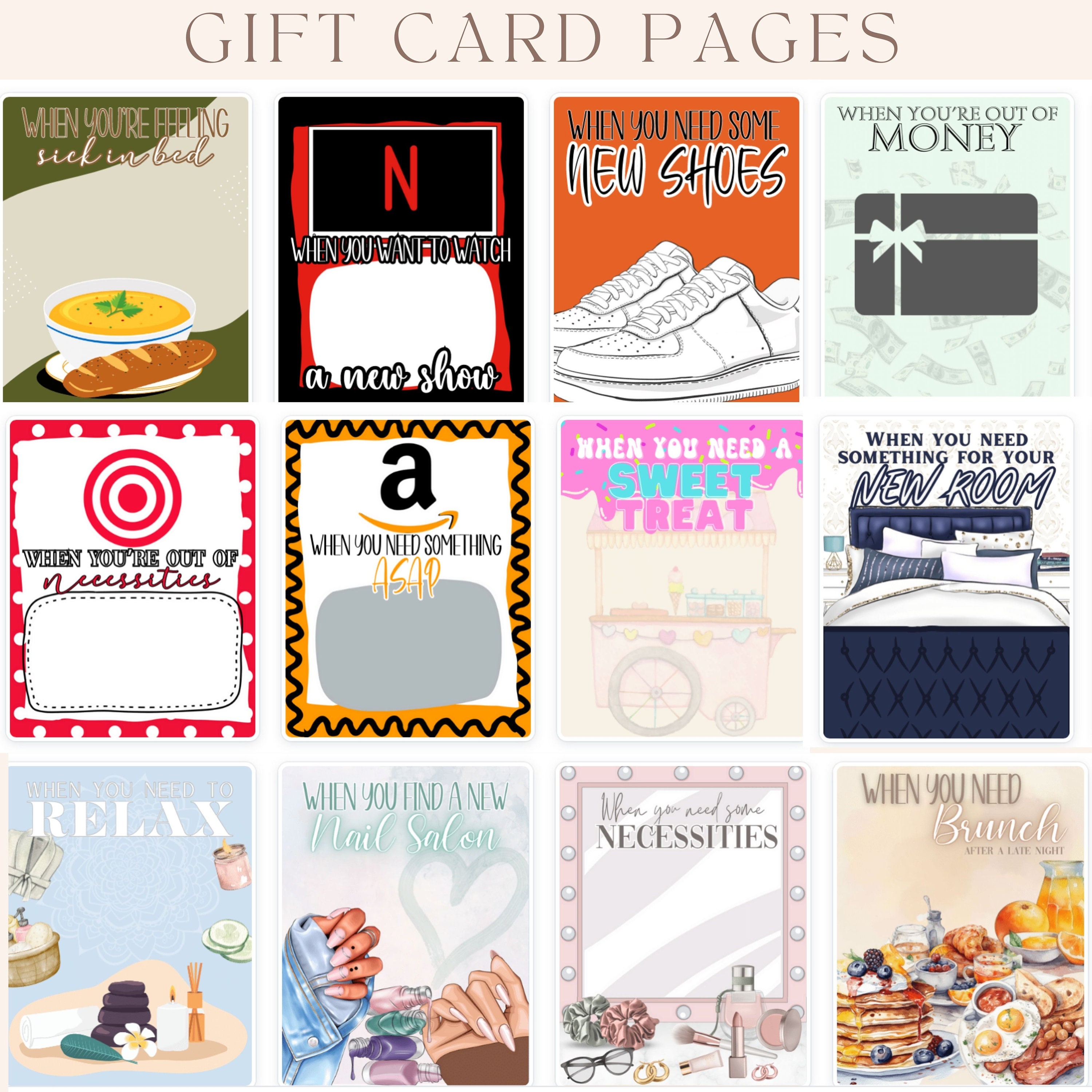 Printable College Gift Card Book, College Care Package, College Gift ...