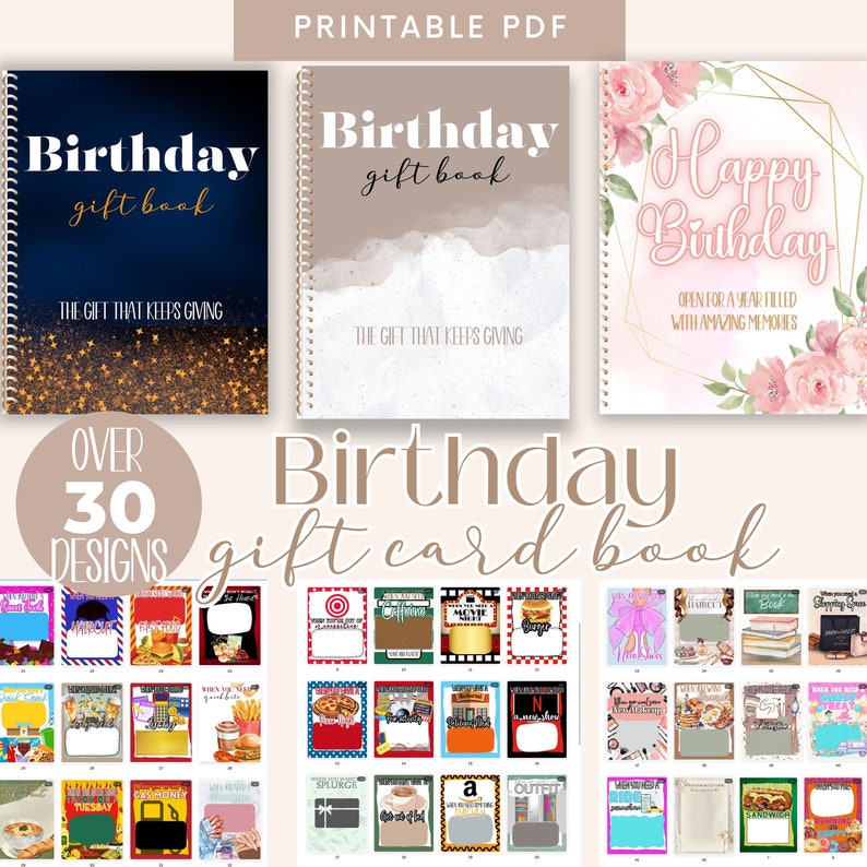 Birthday Gift Card Book for Dad , Birthday Care Package, Printable ...