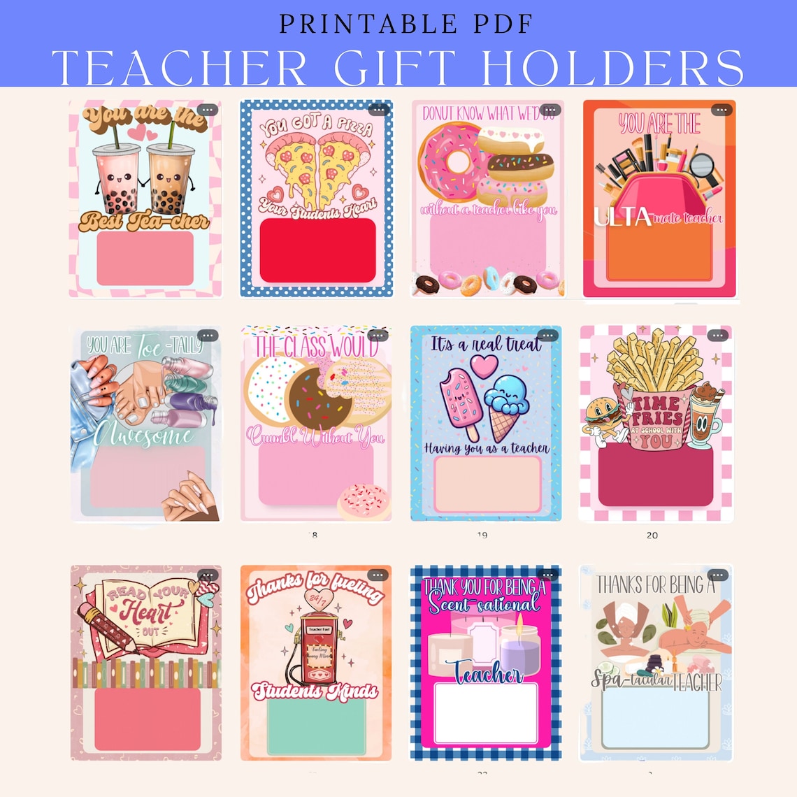 Editable Teacher Gift Card Holders, Printable First Day Teacher ...