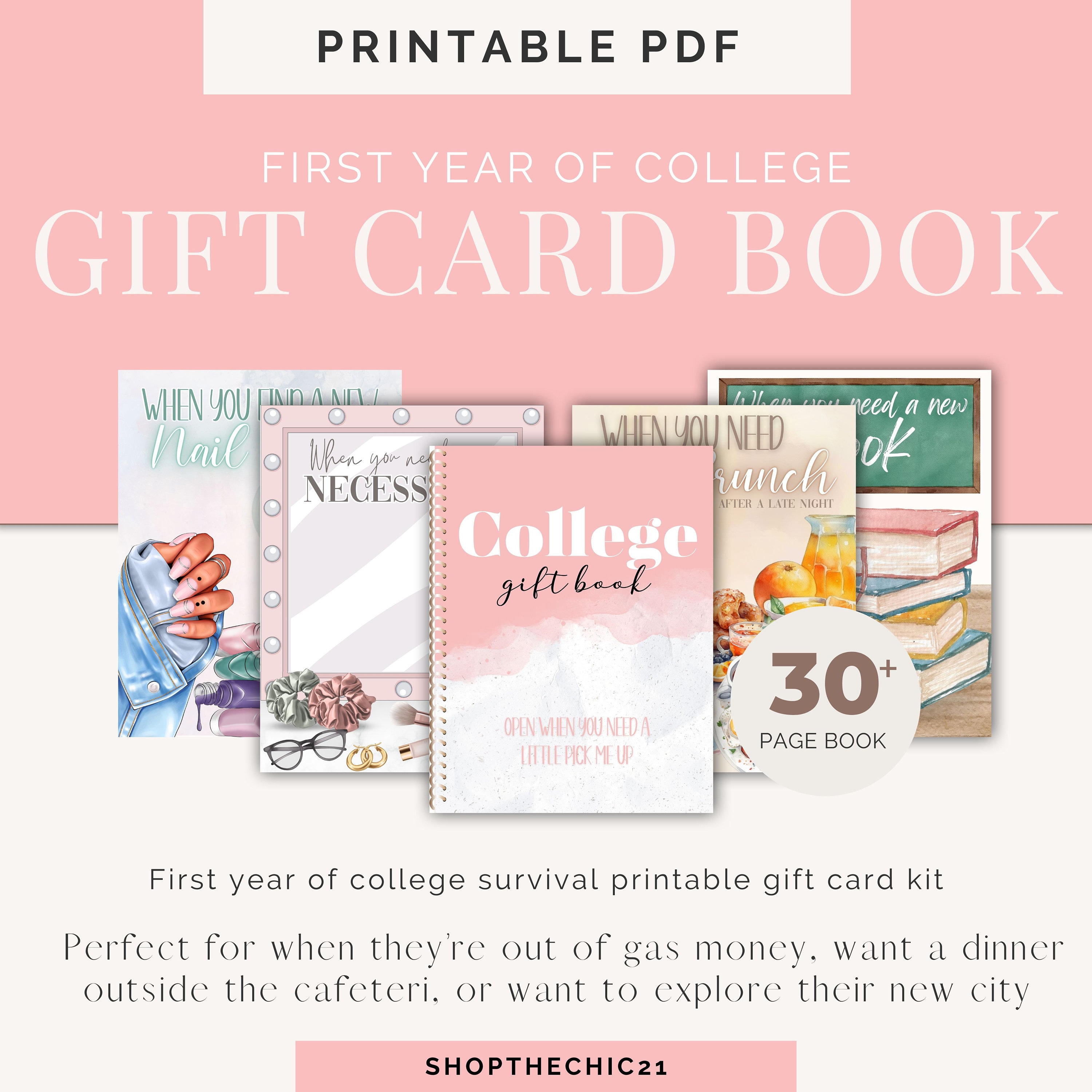 College Gift Card Book College Care Package Printable - Etsy