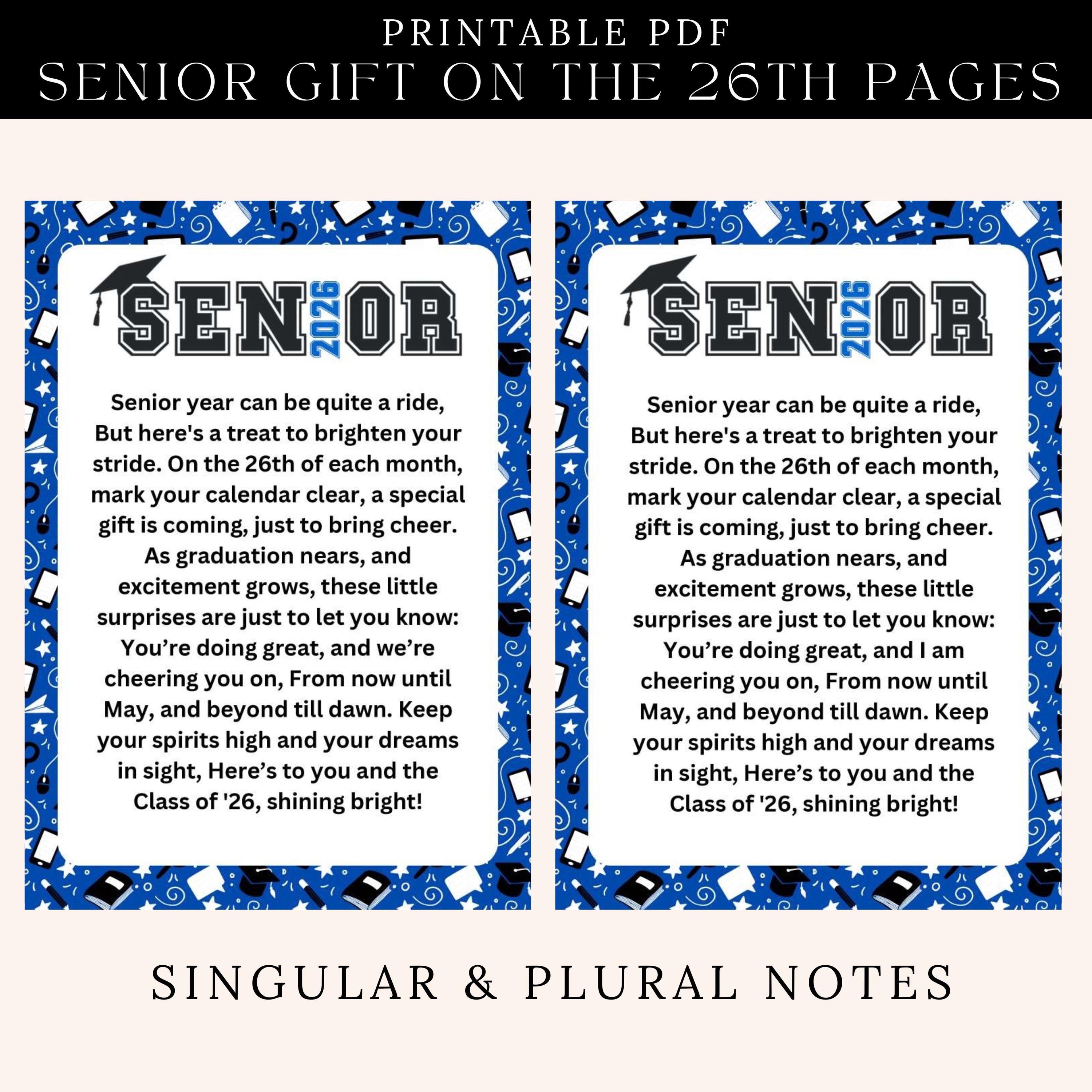 Printable Senior Gift on the 26th Gift Card Holders, Class of 2026 Care ...