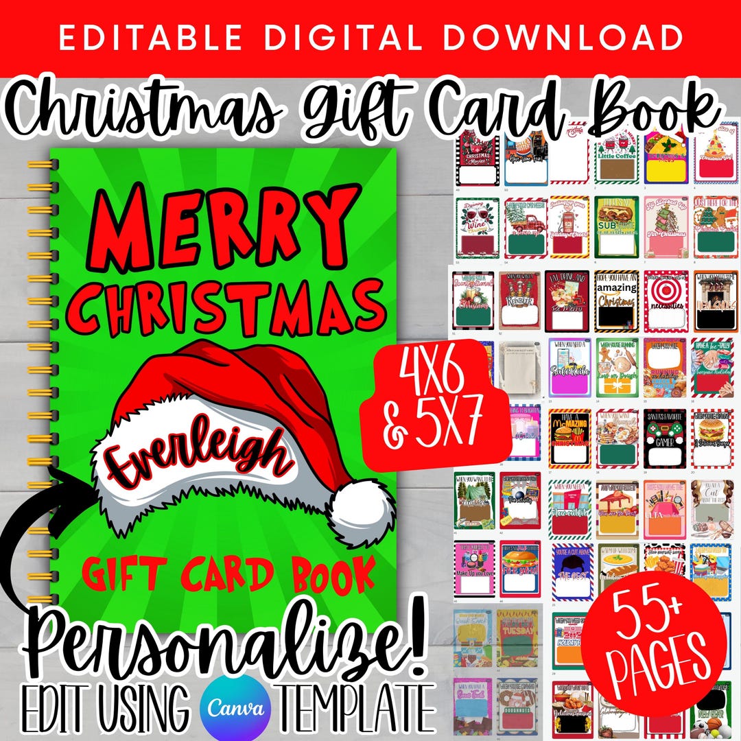 Christmas Gift Card Book, Printable Christmas Gift for Teen ...