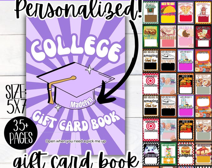Personalized College Gift Card Book, College Care Package, Customized ...