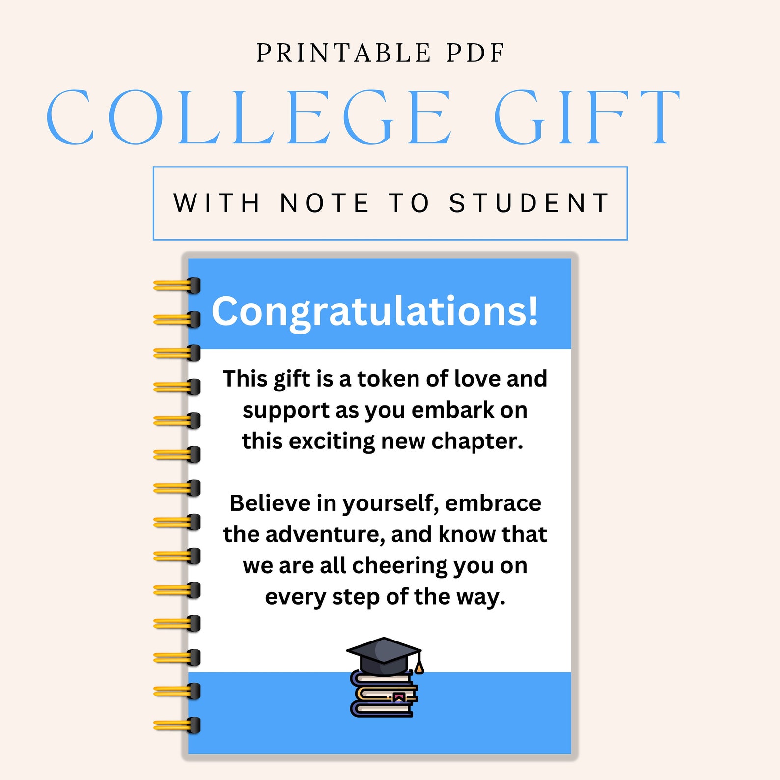 College Gift Card Book, College Care Package, Printable College Gift ...