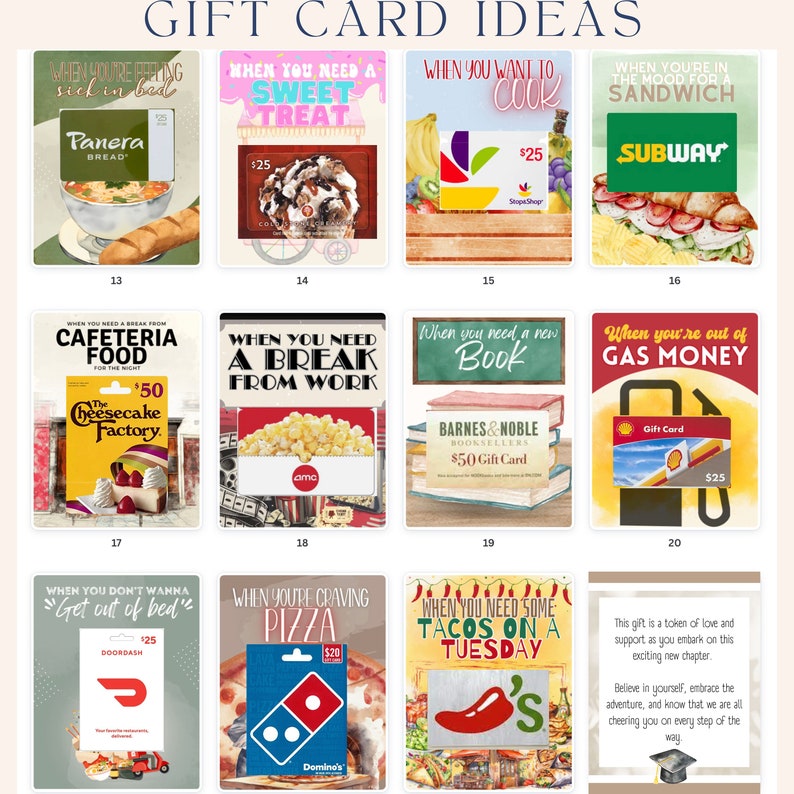 College Gift Card Book, College Care Package, Printable College Gift ...