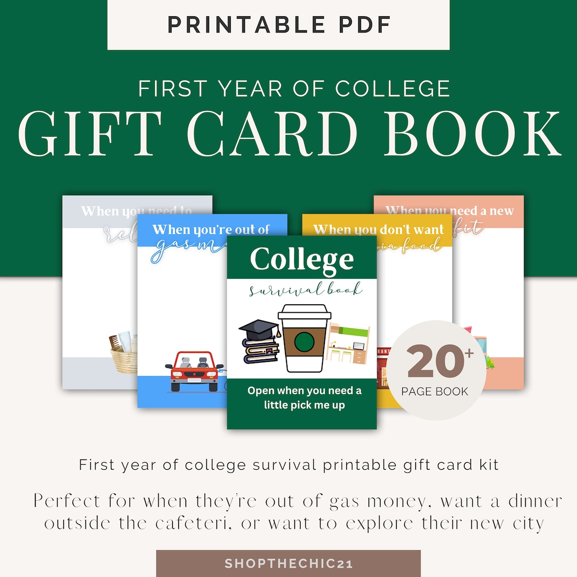 College Gift Card Book, College Care Package, Printable College Gift ...