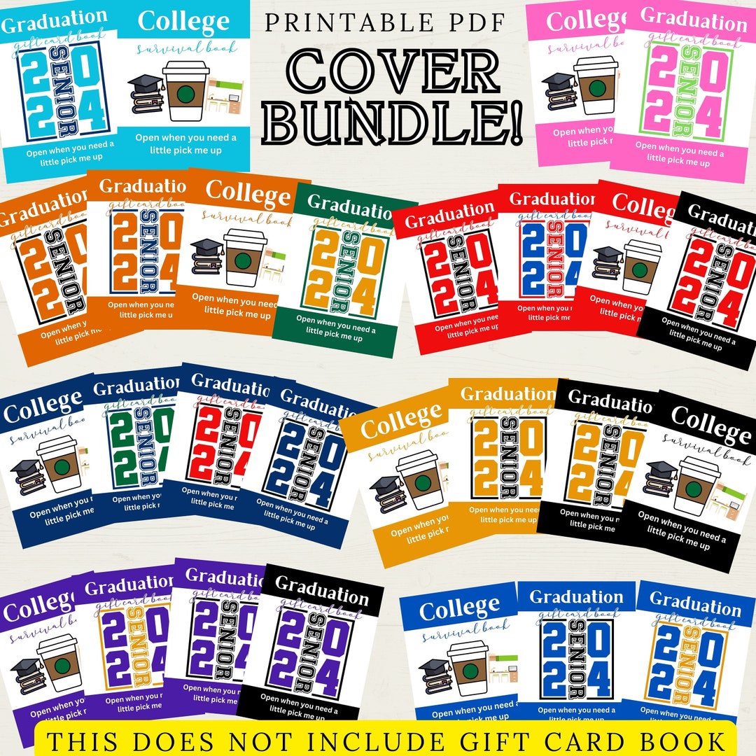 Printable College Gift Card Cover Bundle,, College Care Package Covers ...