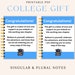 College Gift Card Book, College Care Package, Printable College Gift ...