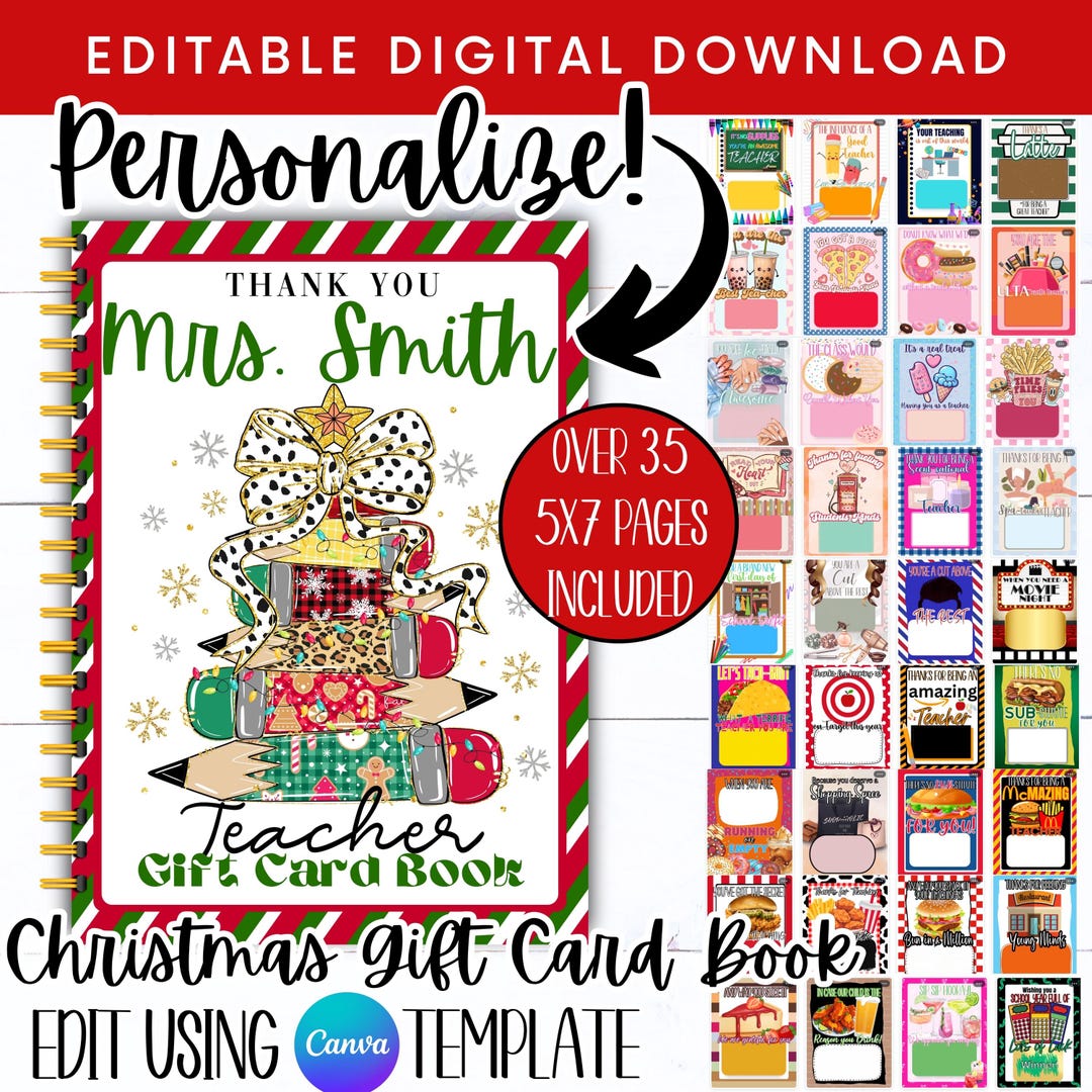 Christmas Teacher Gift Card Holders, Personalized Teacher Christmas ...