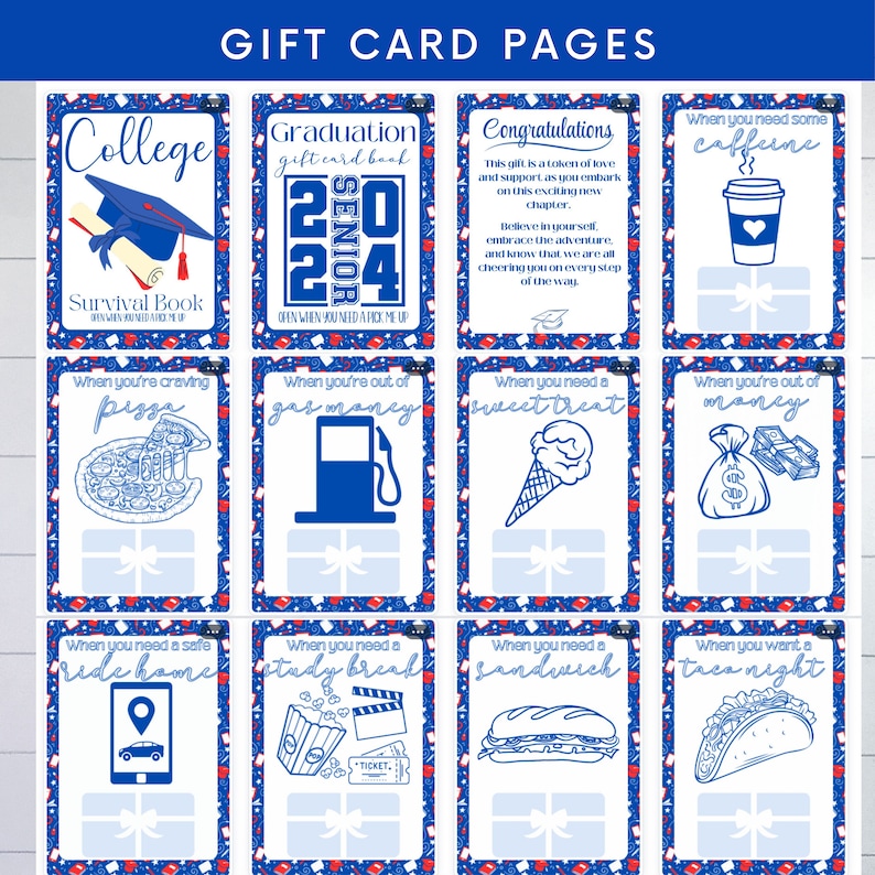 Printable College Gift Card Book, College Care Package, College Gift ...