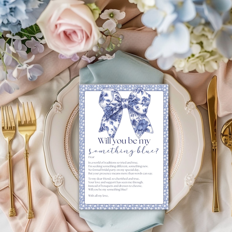 Will You Be My Something Blue Proposal, Printable Wedding Party ...