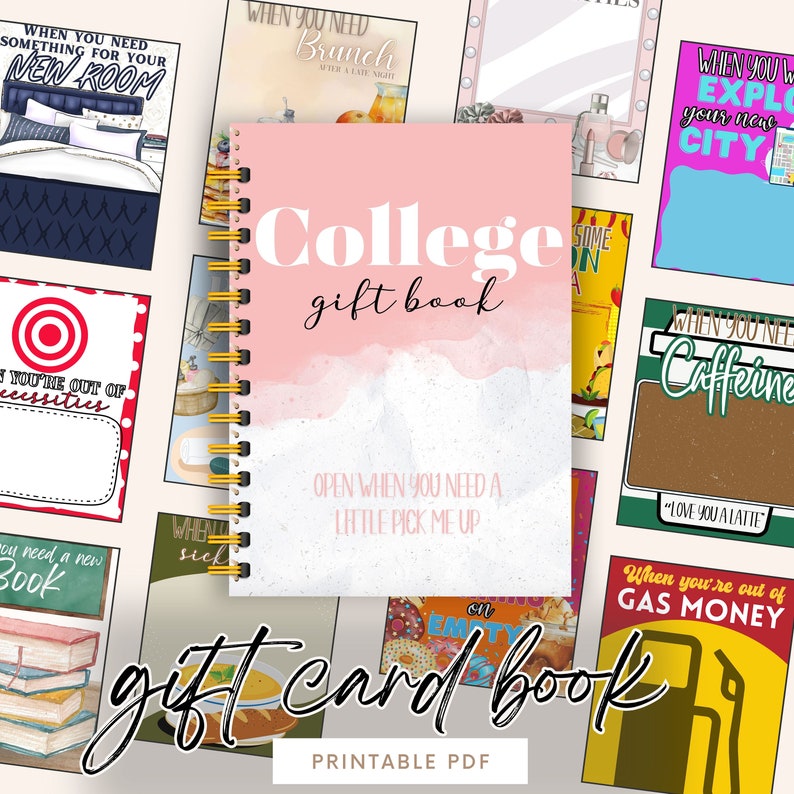 College Gift Card Book College Care Package Printable - Etsy