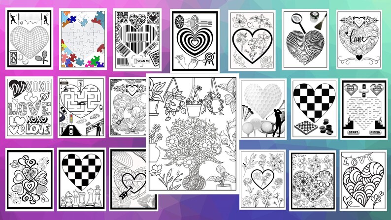 60 Unique Coloring Pages for All Ages: 4 Themes Digital Download - Etsy