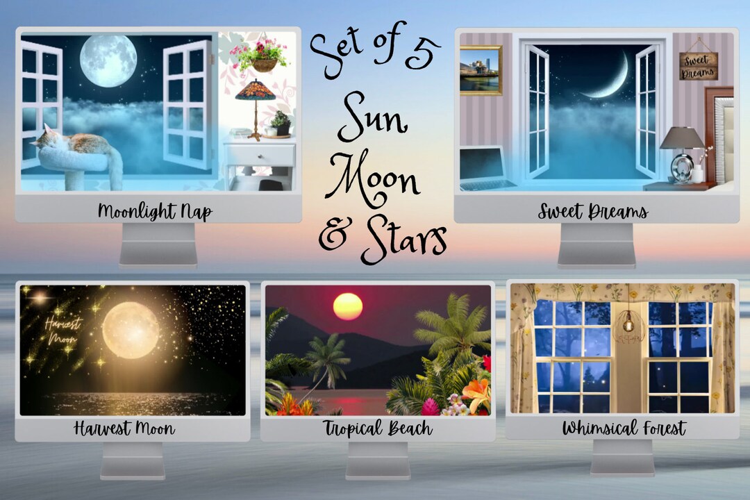 Sun, Moon & Stars ANIMATED Desktop/laptop Wallpaper L Digital Download ...