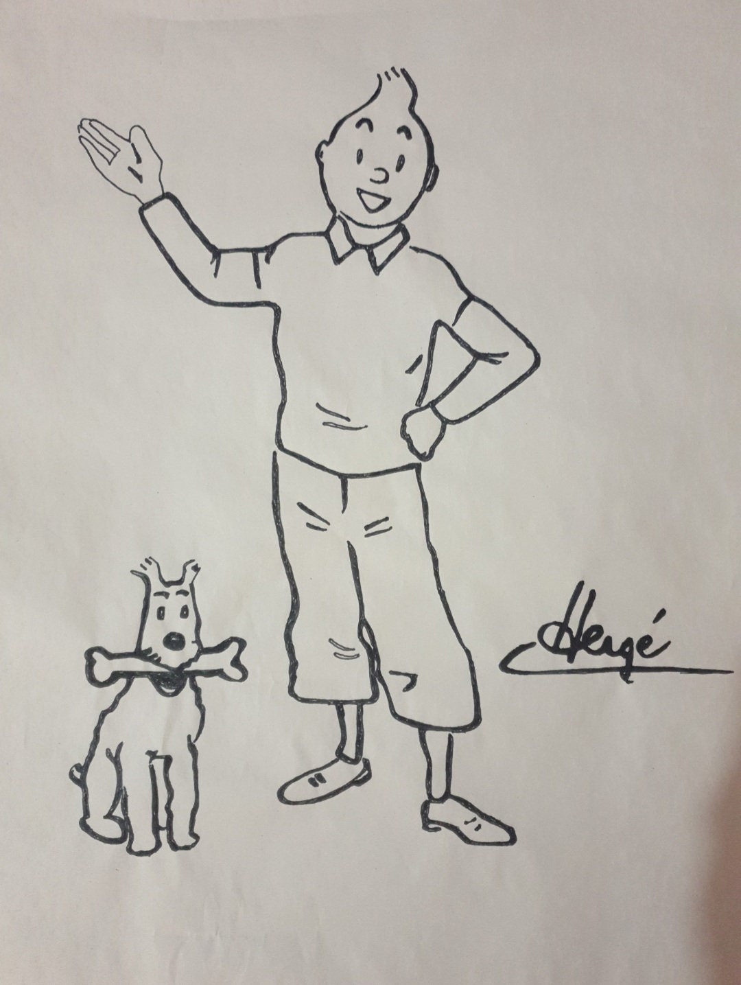Adventures of TINTIN Drawing Georges Remi Comic Artwork - Etsy