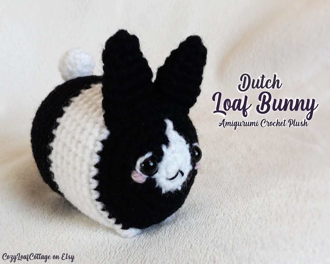 Dutch Loaf Bunny Amigurumi Crochet Black and White Rabbit Finished ...