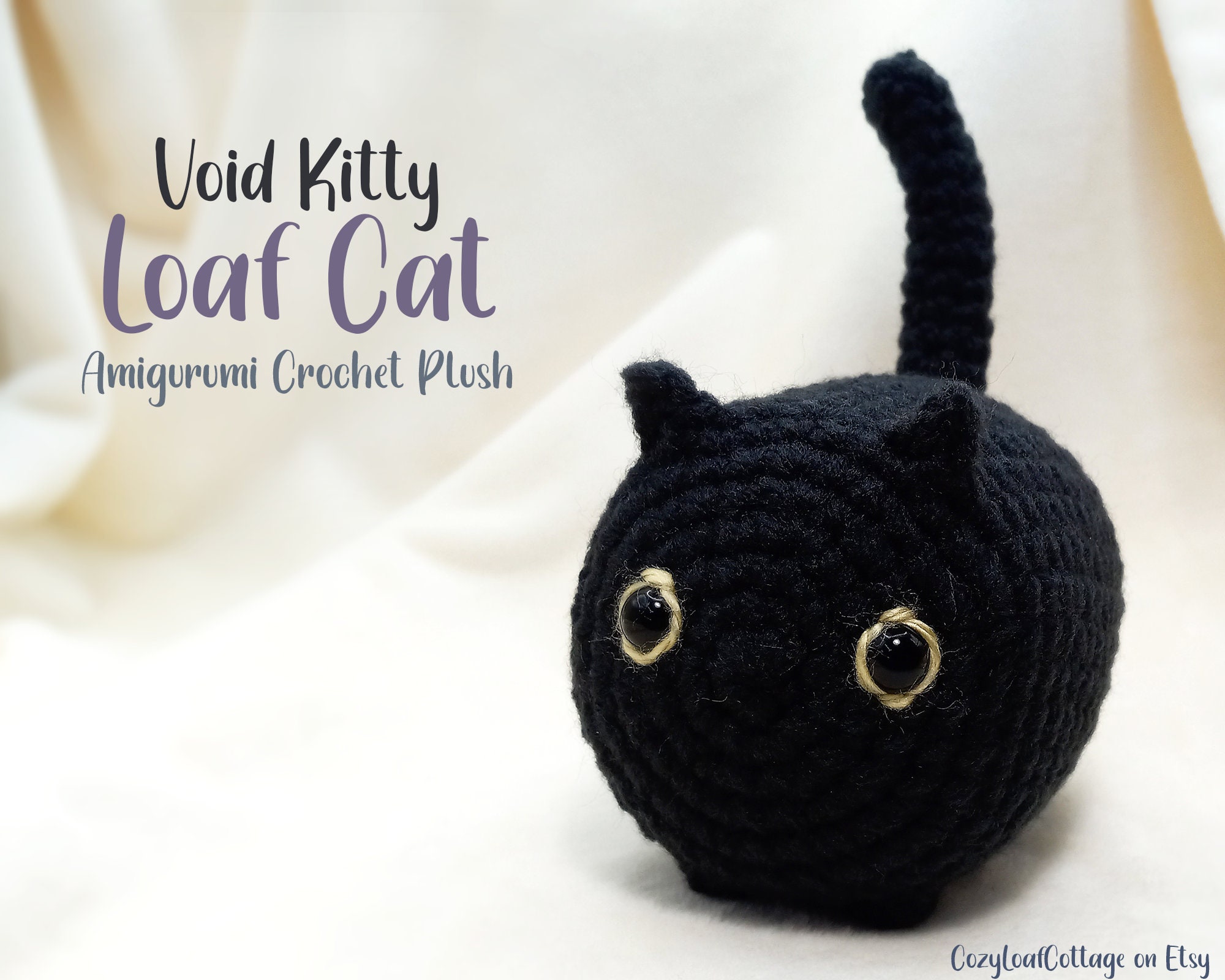 Void Kitty Loaf Cat - Amigurumi Crochet Finished Plush Black Cat ...