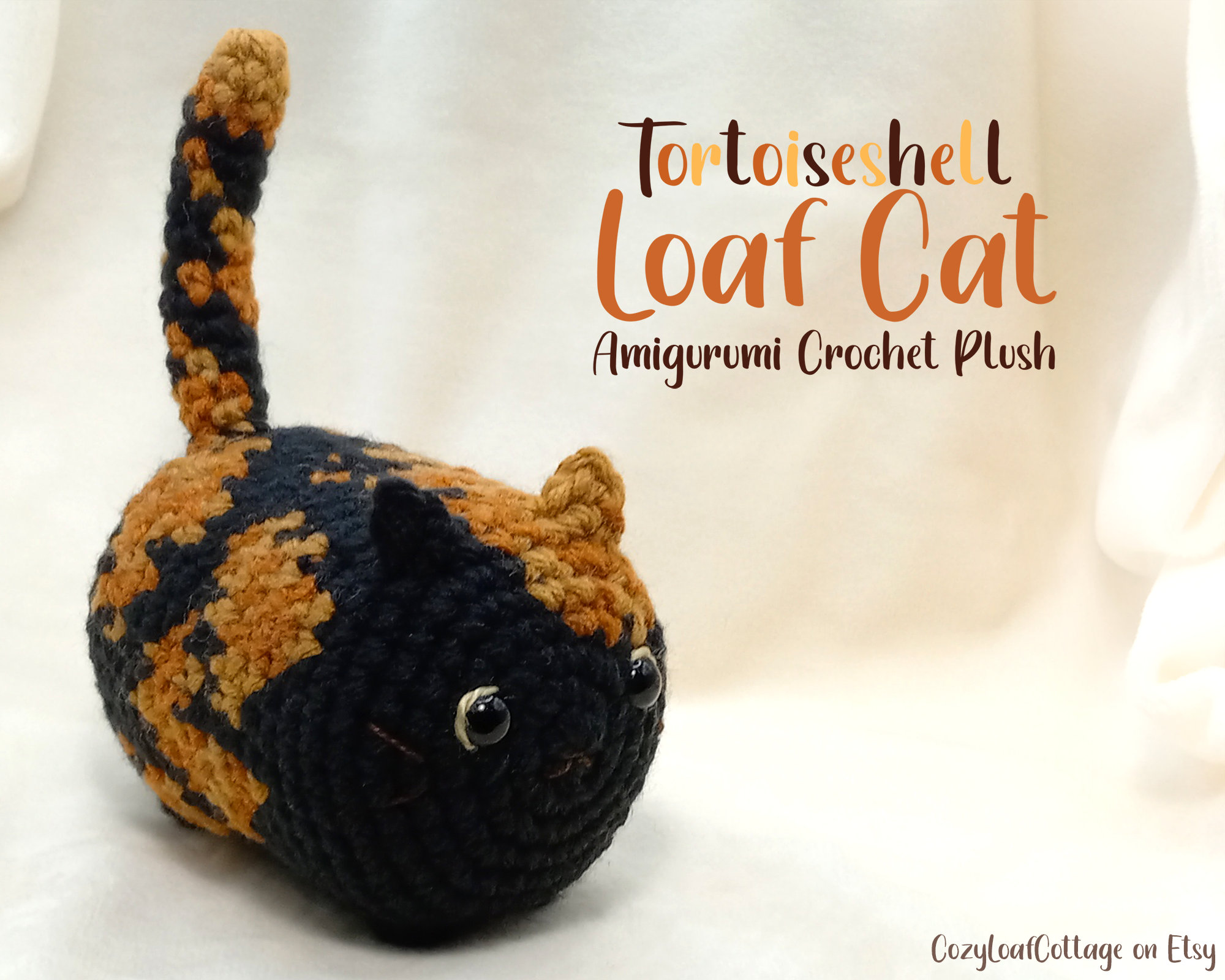 Tortoiseshell Loaf Cat Amigurumi Crochet Plush Finished Completed Kitty ...