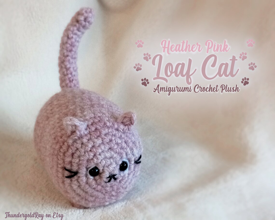 Heather Pink Loaf Cat Amigurumi Crochet Plushie - Etsy