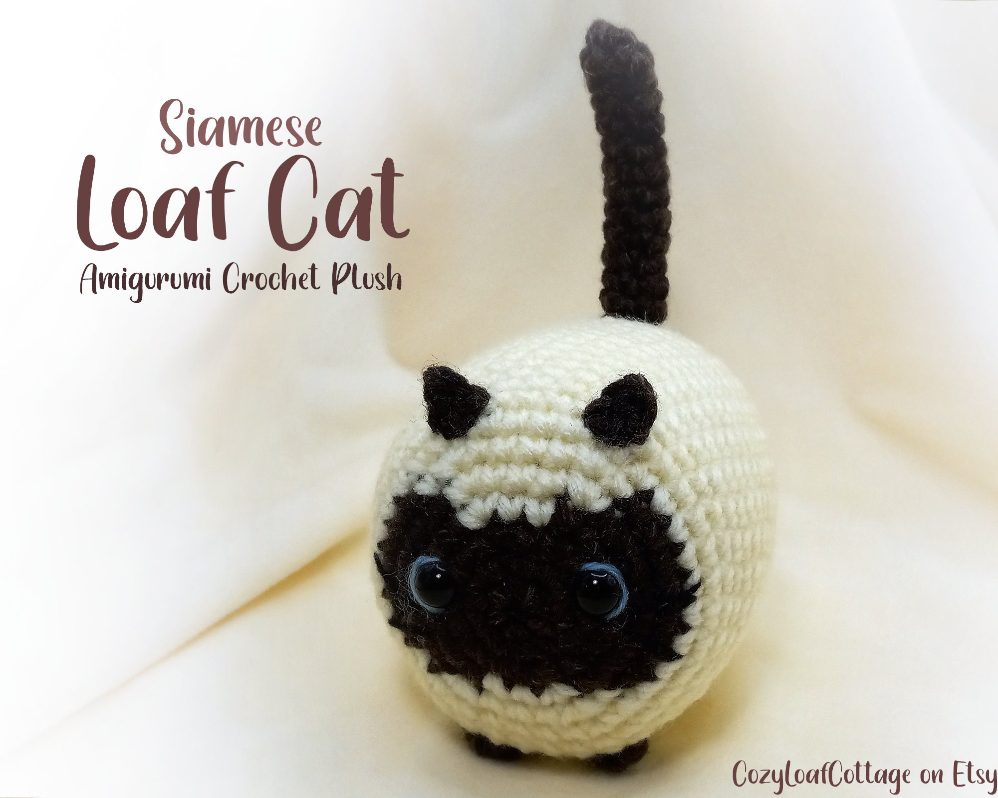 Seal Point Siamese Loaf Cat Amigurumi Crochet Kitty Finished Completed ...