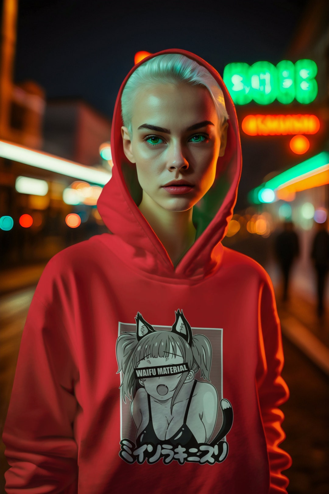 Ahegao Waifu Neko Anime Hoodie Lewd Cat Girl Pullover Etsy