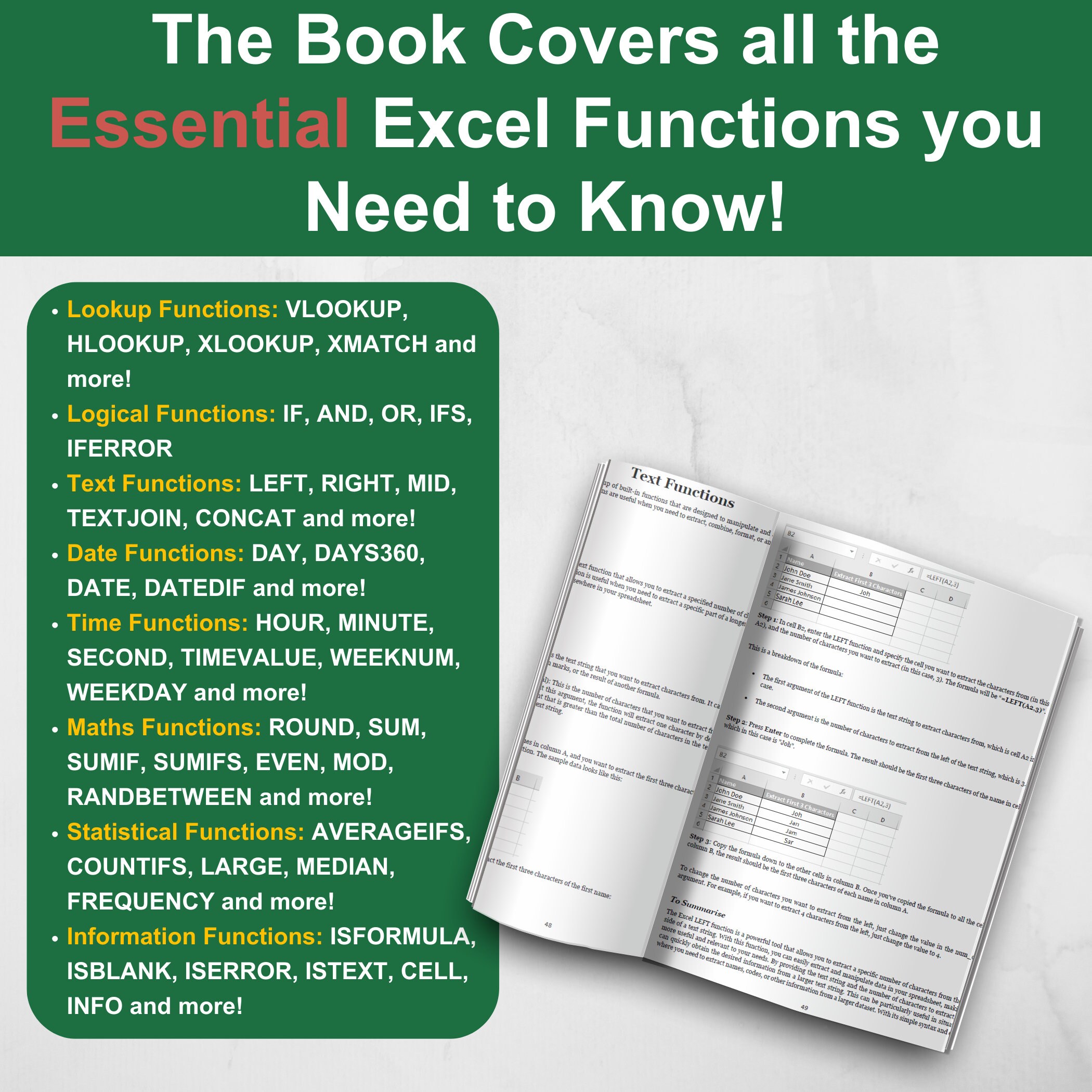 Essential Excel Book - Formulas and Functions Simplified Ebook - Etsy