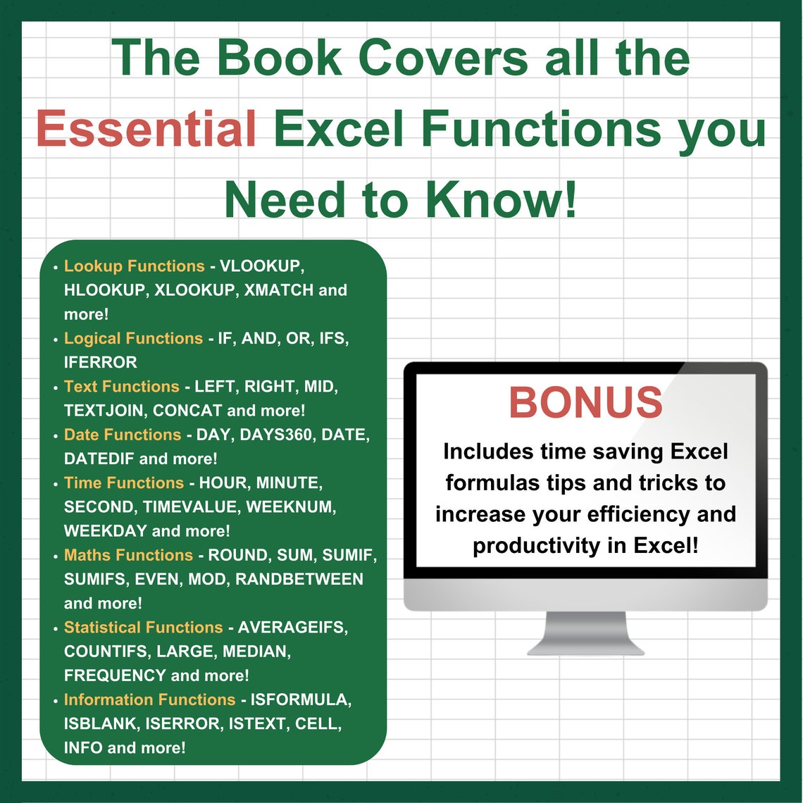 Essential Excel Book Formulas and Functions Simplified Ebook - Etsy