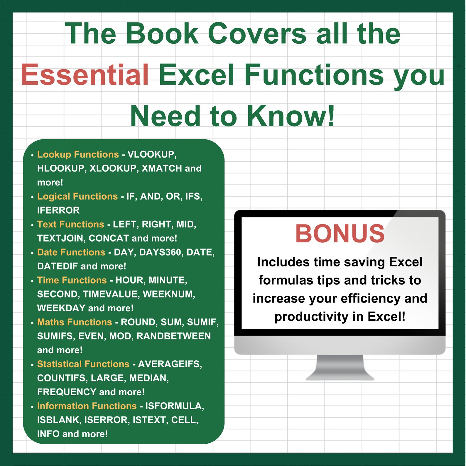 Essential Excel Book Formulas and Functions Simplified Ebook - Etsy